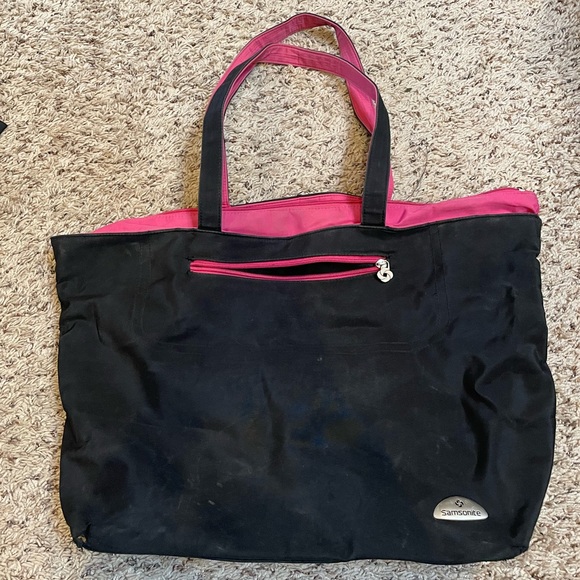 Samsonite | Bags | Samsonite Black Tote Bag With Pink Accents | Poshmark